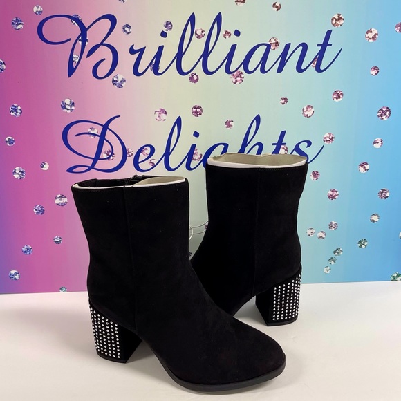 a new day | Shoes | Micro Suede Studded Heeled Boots | Poshmark